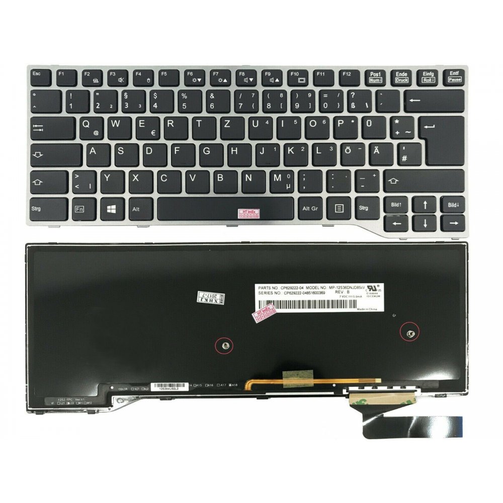 Tastatura Fujitsu LifeBook E544 E733 E744 E746, Neagra, Cu Rama Gri, Cu ...
